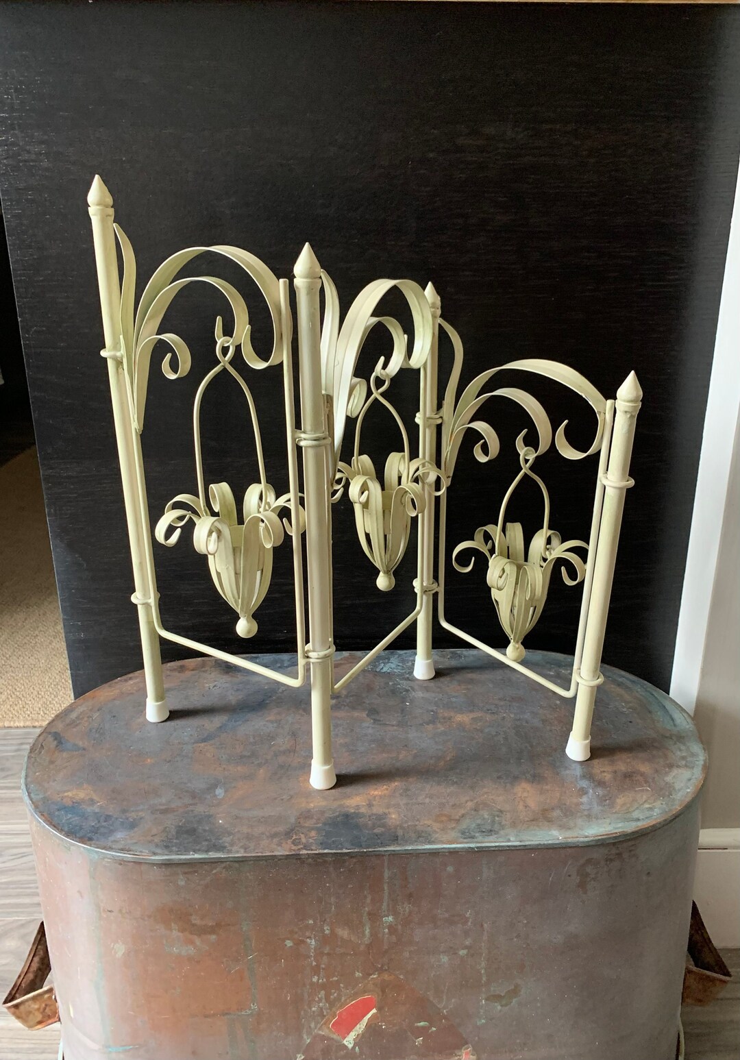 Folding Metal Candle Holder - 3 Hanging Flower Like Tea Light Holders ...