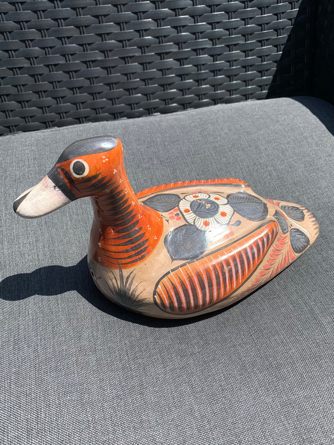 Mexican Tonala Pottery Duck - Folk Art Duck Statue - Beautiful Hand ...