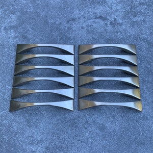 6x Retro Silver Chrome Drawer Pulls - Metal Arched Pulls - 3-3/4 ...