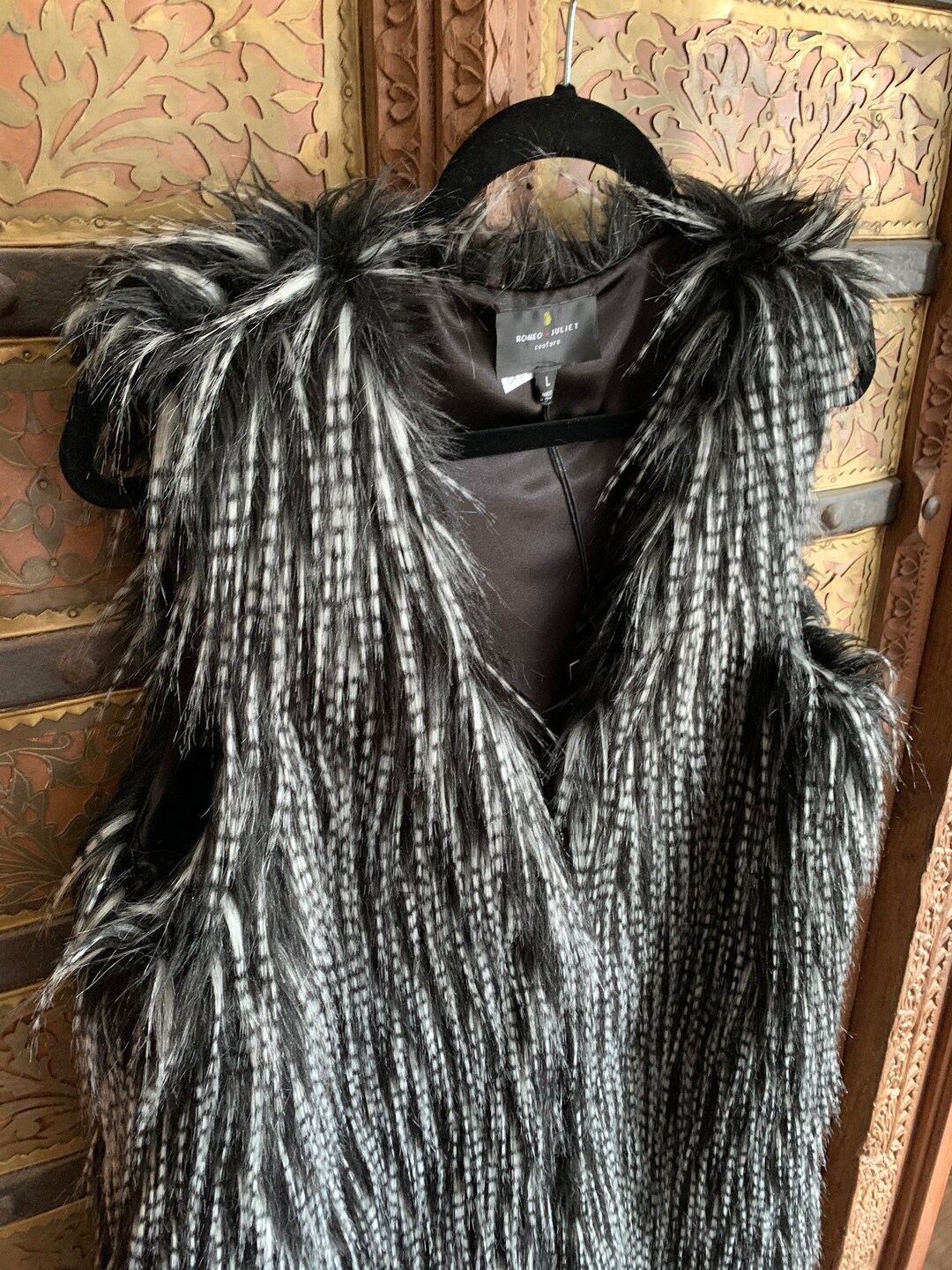 Ladies M/L Faux Zebra Feather Vest, Romeo Juliet Couture Vest, NOS With ...