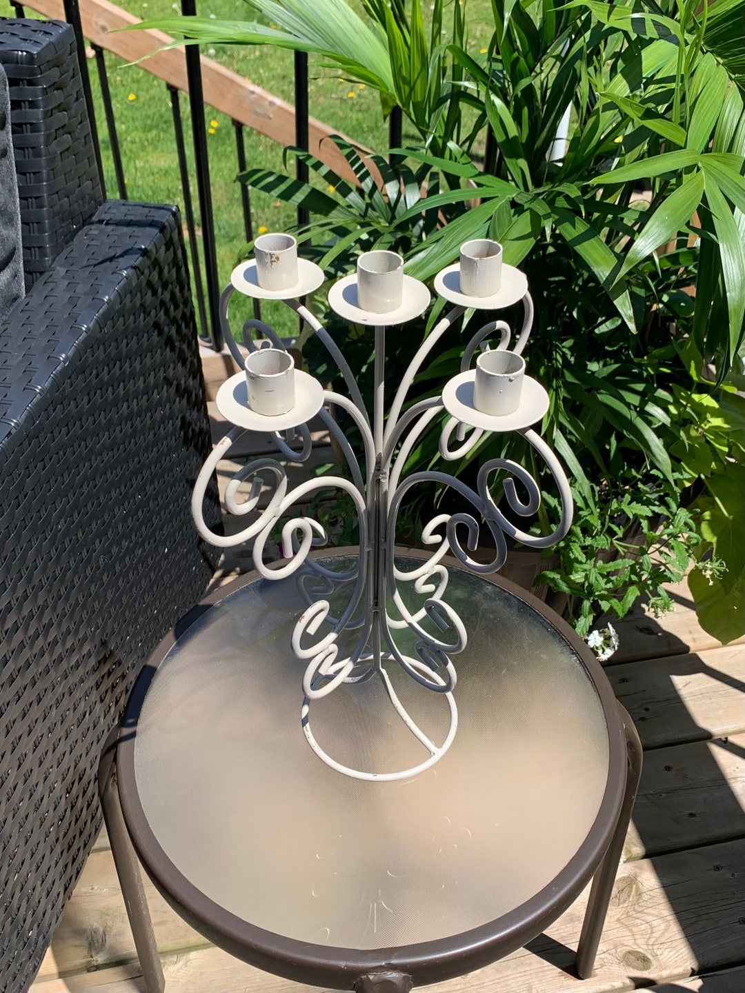Vintage Metal Candelabra - Painted Steel - Light Mushroom - Holds 5 ...