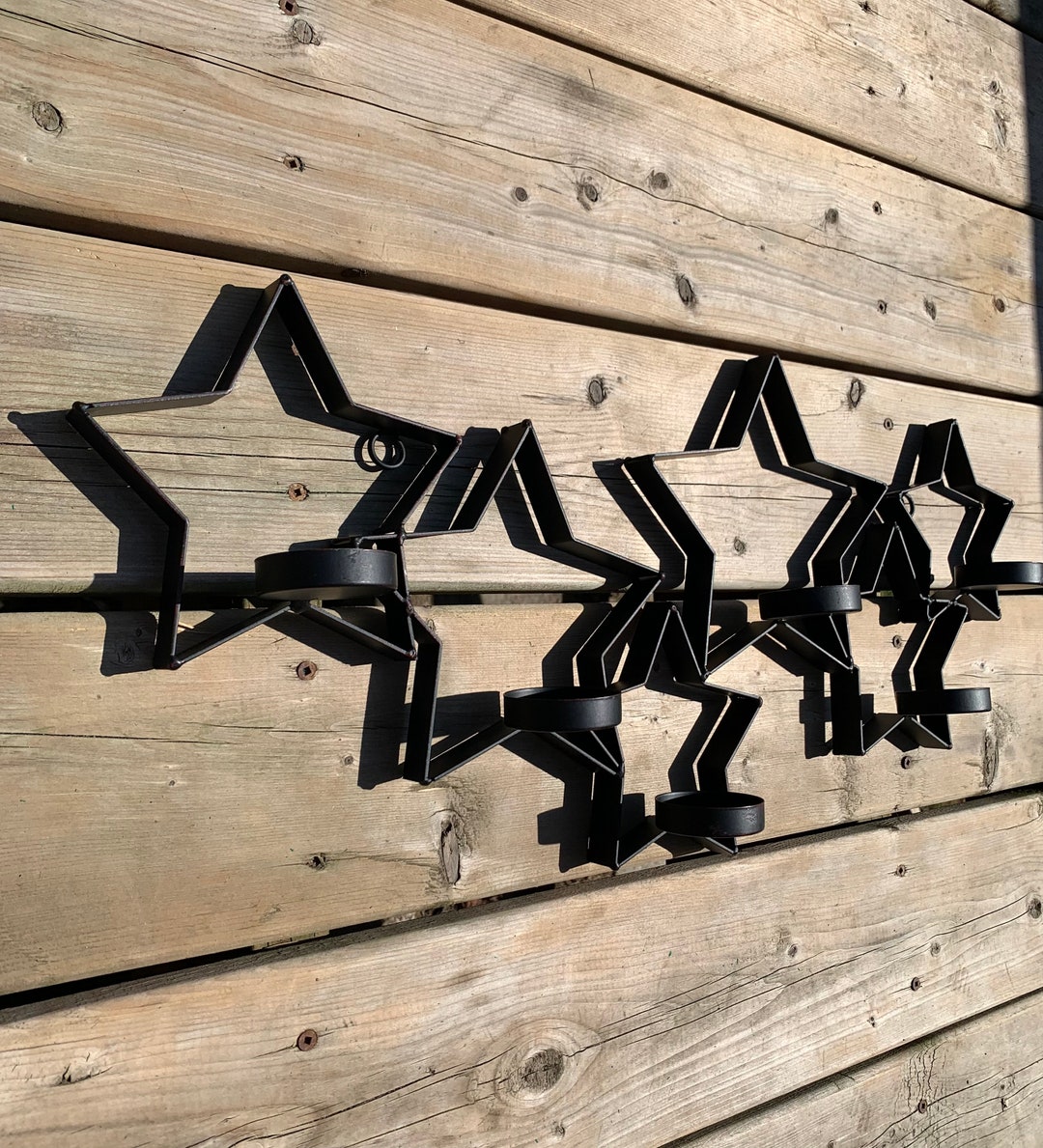 Metal Stars Wall Candelabra Black Rustic Wall Mount Candle - Etsy