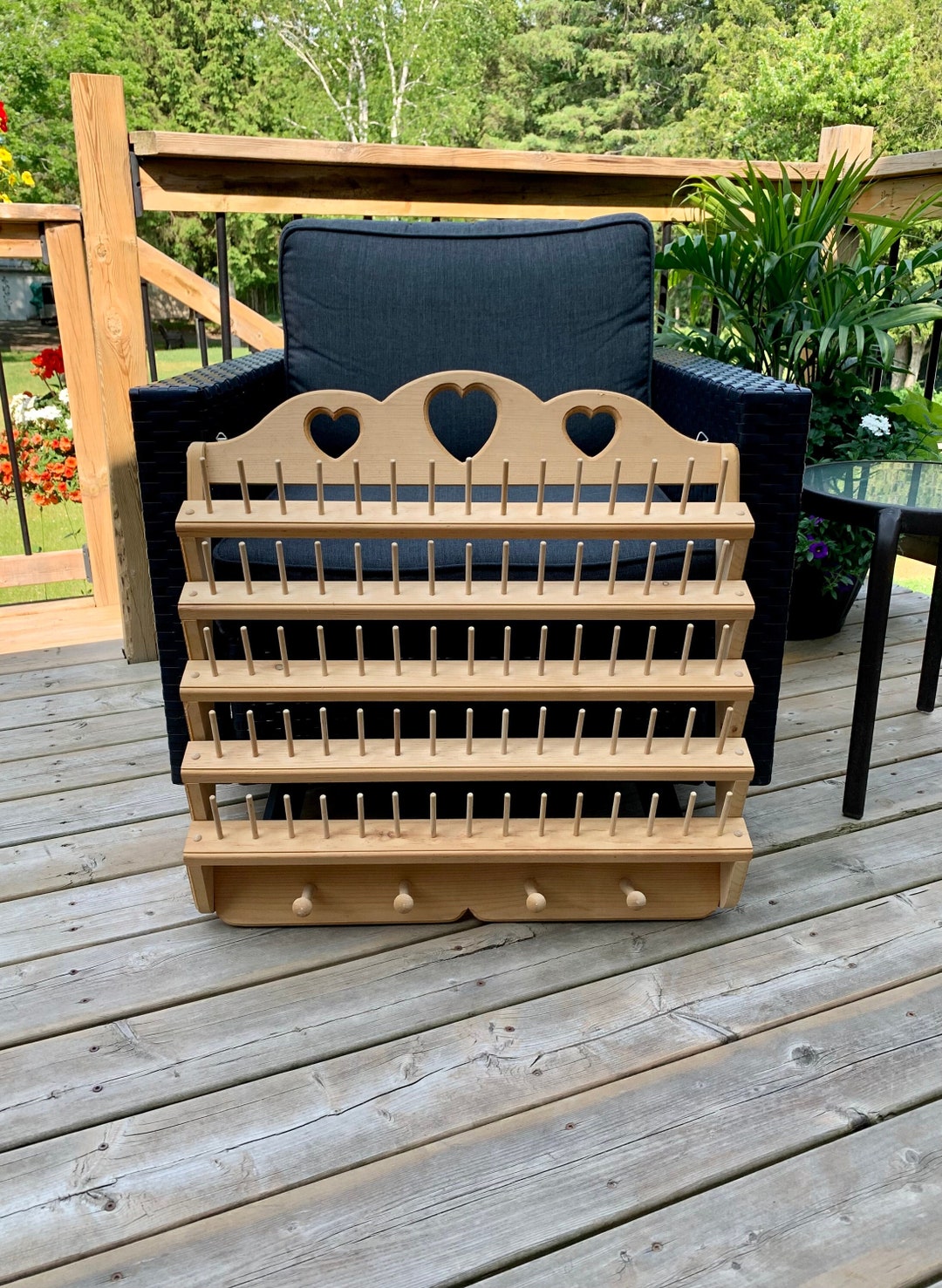 Wall Mount Wooden Thread Rack Large Pegged Wall Shelf for - Etsy