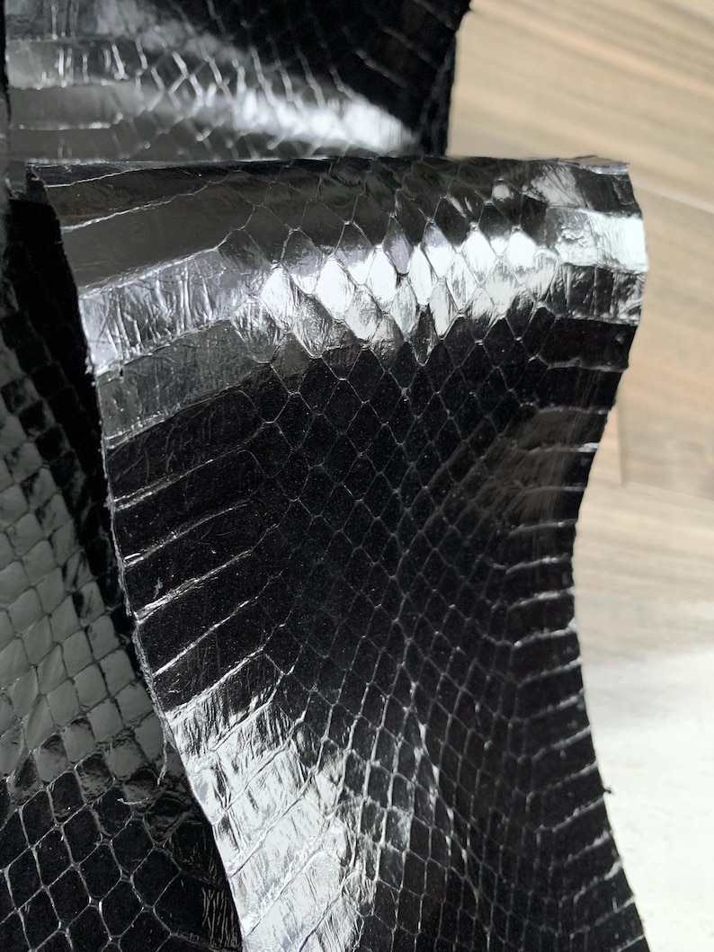 Authentic Italian Snakeskin Hides From Milan Italy, Shiny Black ...