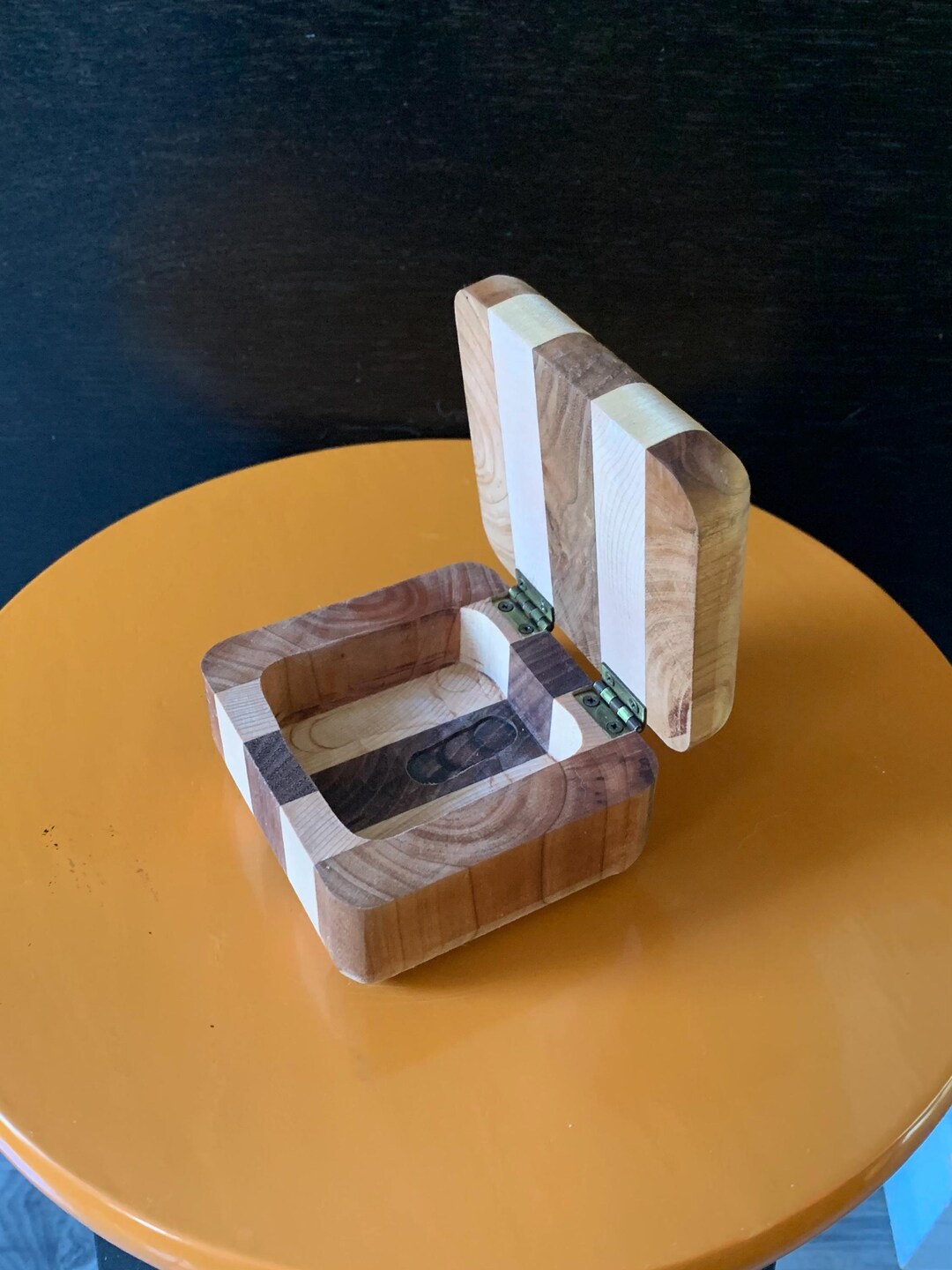 Small Multigrain Wood Box - Wood Storage Box - Brass Hinged Flip Lid ...