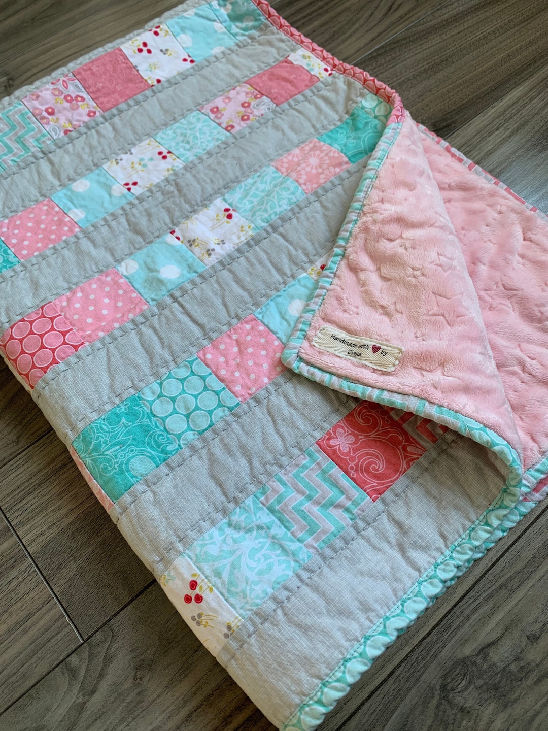 Vintage Baby Quilt, Handmade Patchwork Quilt, Crib Baby Blanket, Gently ...