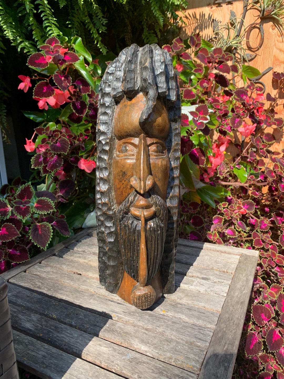 Incredible 16" Rastafarian Wooden Bust, Hand Carved Bust of a Black Man ...