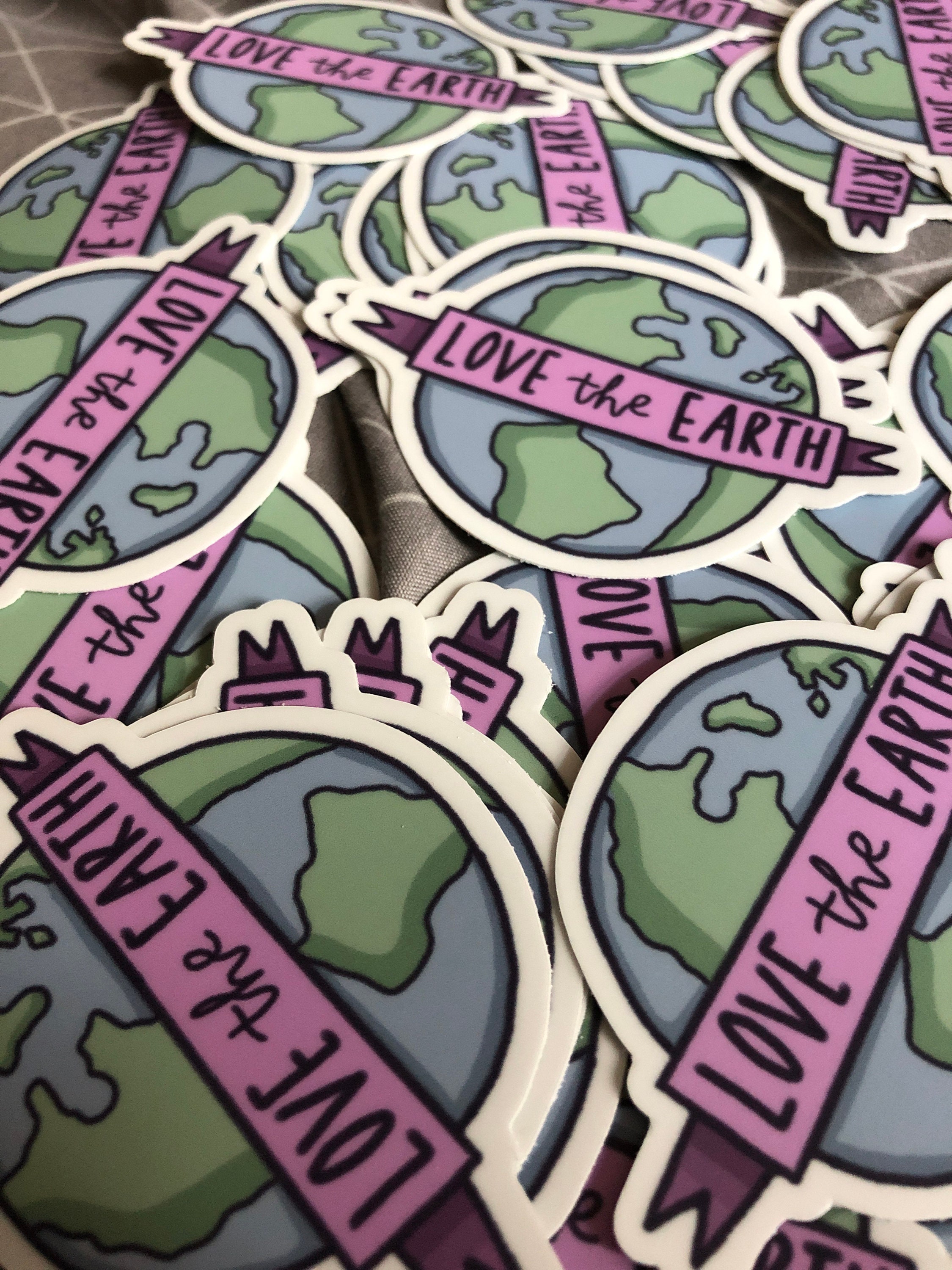 Love the Earth Sticker 3in by 3in Vinyl Waterproof Sticker for - Etsy