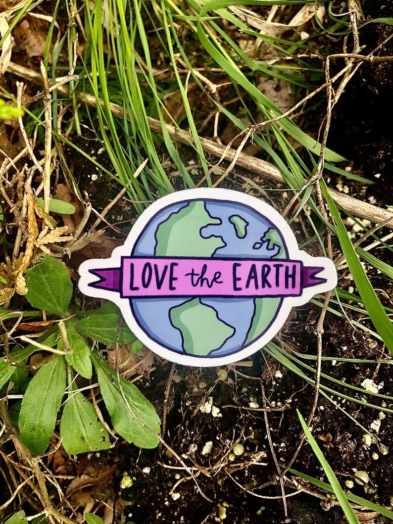 Love the Earth Sticker 3in by 3in Vinyl Waterproof Sticker for Water ...
