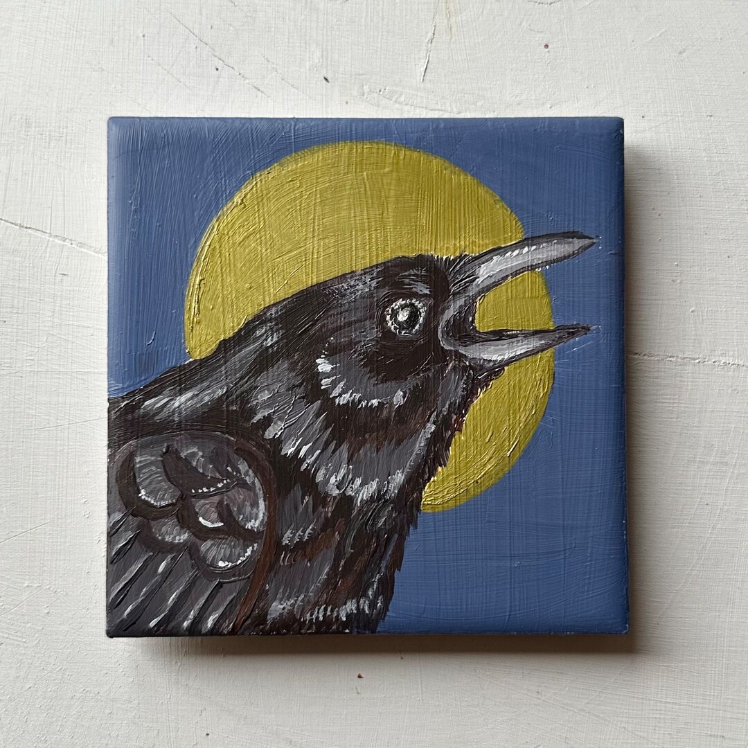 American Crow Hand-painted Bird Coaster - Etsy