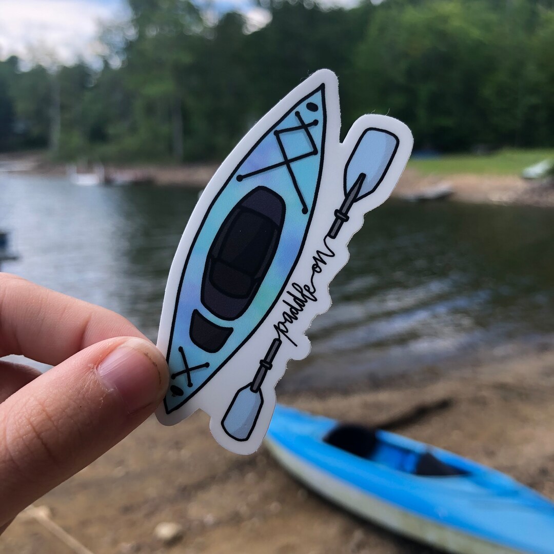 Paddle on Kayak Waterproof Sticker for Water Bottle, Laptop, Notebook ...