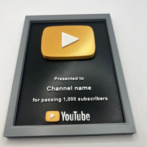 Custom Youtube Play Button Framed Display 3D Printed - Etsy