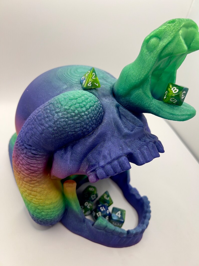 Dice Tower Skull With Snake 3D Printed D&D Dice Roller - Etsy