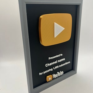 Custom Youtube Play Button Framed Display 3D Printed - Etsy
