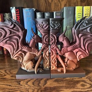 Statue Dragon Bookends - Large Book Nook | 3D Printed | Book Shelf ...