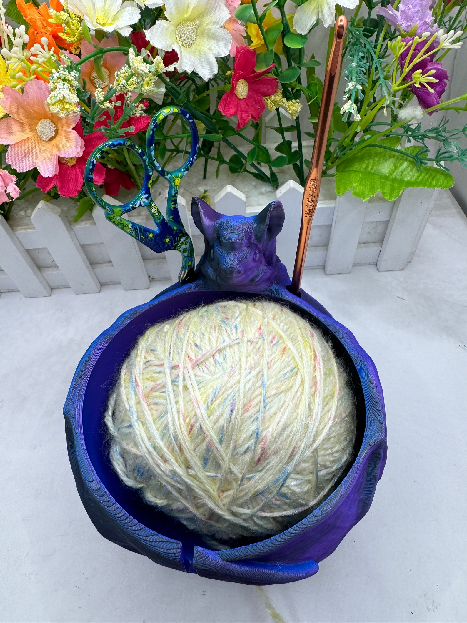 Bat Yarn Bowl With Tool Holes | 3D Printed | Animal Yarn Bowl - Crochet ...