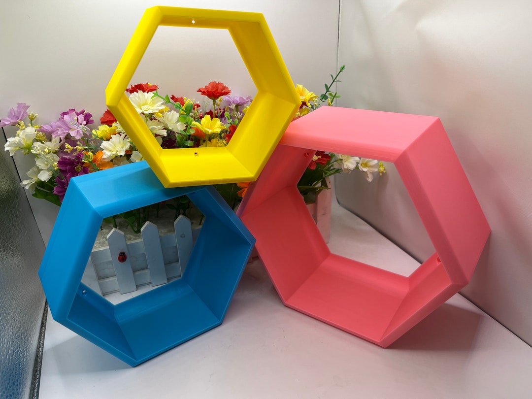 Sets of Hexagon Floating Shelves | 3D Printed | Honeycomb Wall Décor ...