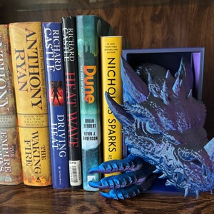 Dragon Emerging Bookend - Large Book Nook | 3D Printed | Book Shelf ...