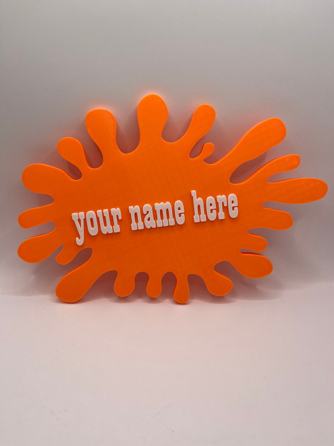 Customized Name Splat Sign 3D Printed Large Name Splat Shelf Display ...