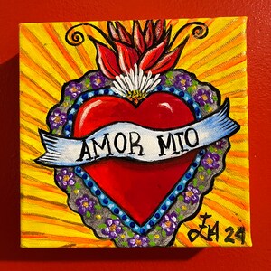 6X6 Heart Painting, Painting Original Art, Valentines Art, Heart Art ...
