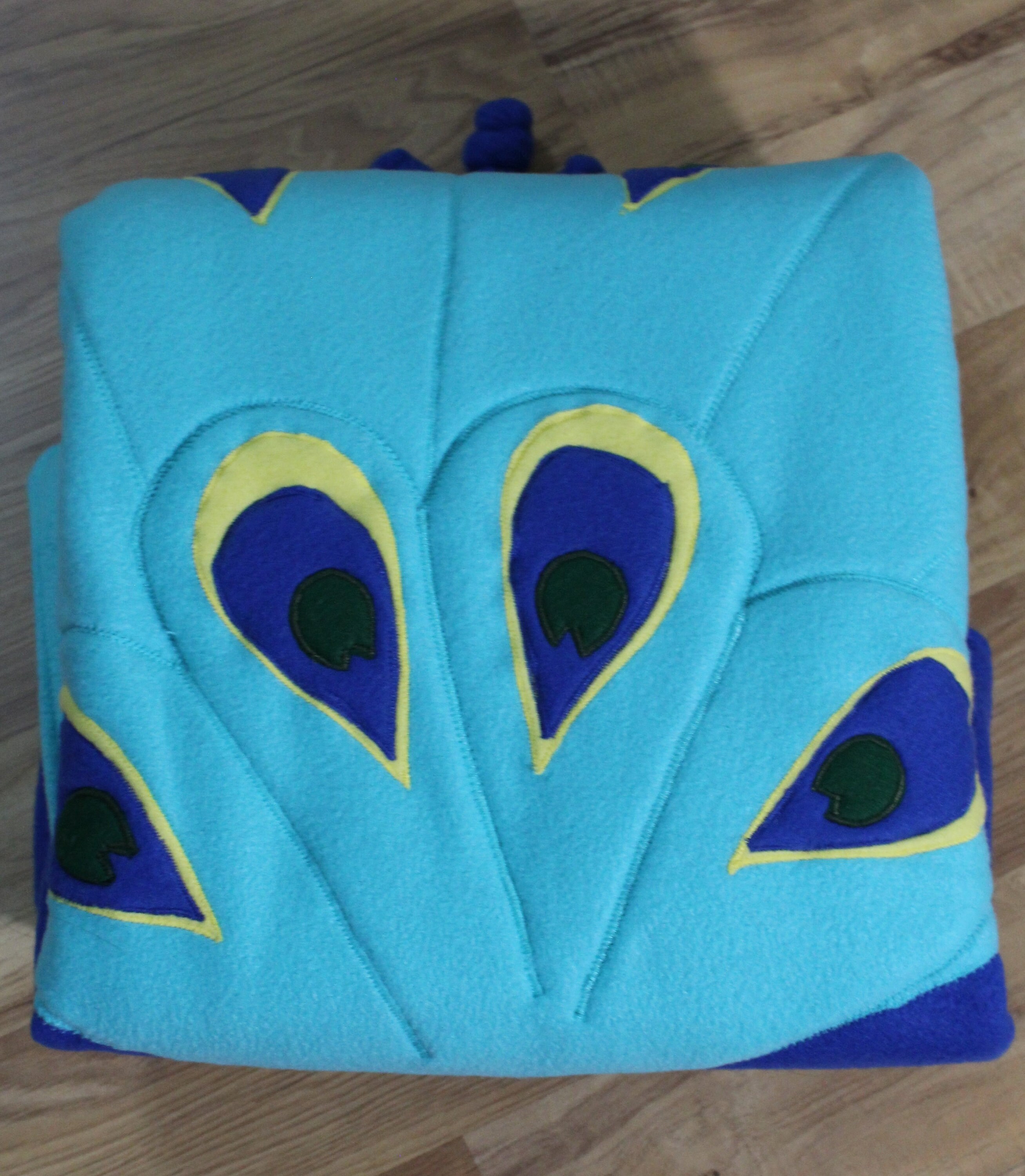Hooded Peacock Blanket Made Of Double Layered Fleece Etsy