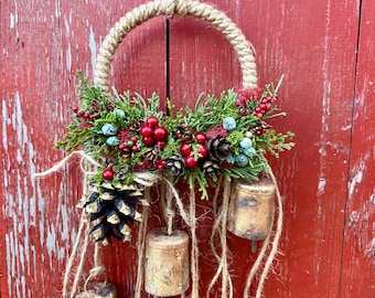 Yule Witch Bells, Solstice Pagan Décor, Small Holiday Winter Wreath ...
