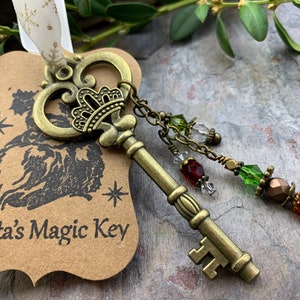 Santa’s Magic Key, Christmas Tree Ornament, Skeleton Key, Crystal Beads ...