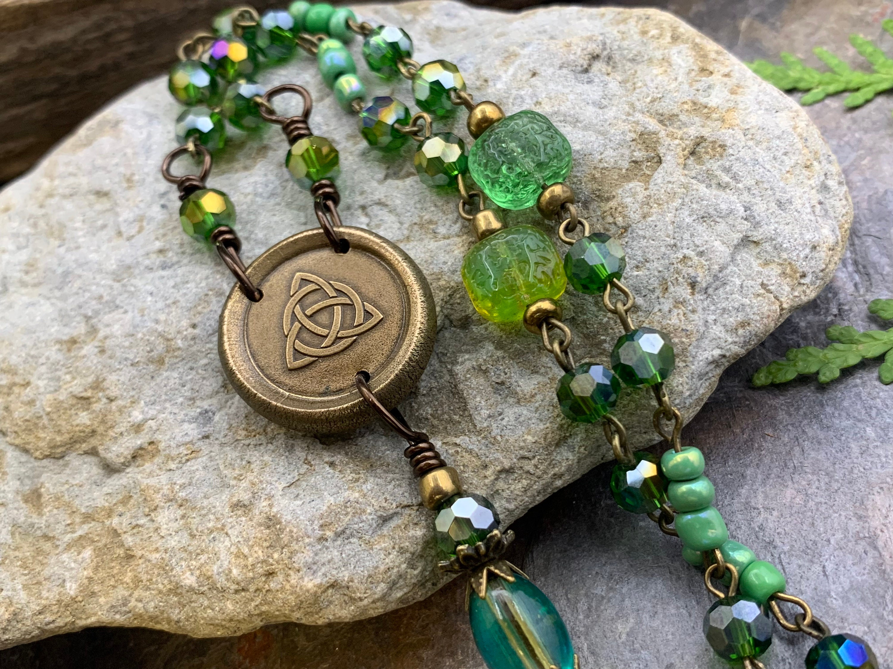 Rosary Style Necklace Vintage Skeleton Key Trinity Knot Wax | Etsy