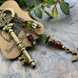 Santa’s Magic Key, Christmas Tree Ornament, Skeleton Key, Crystal Beads ...