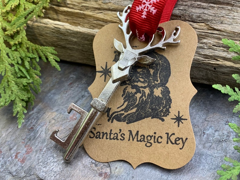 Santa’s Magic Key, Christmas Tree Ornament, Silver Reindeer Key, Bottle ...