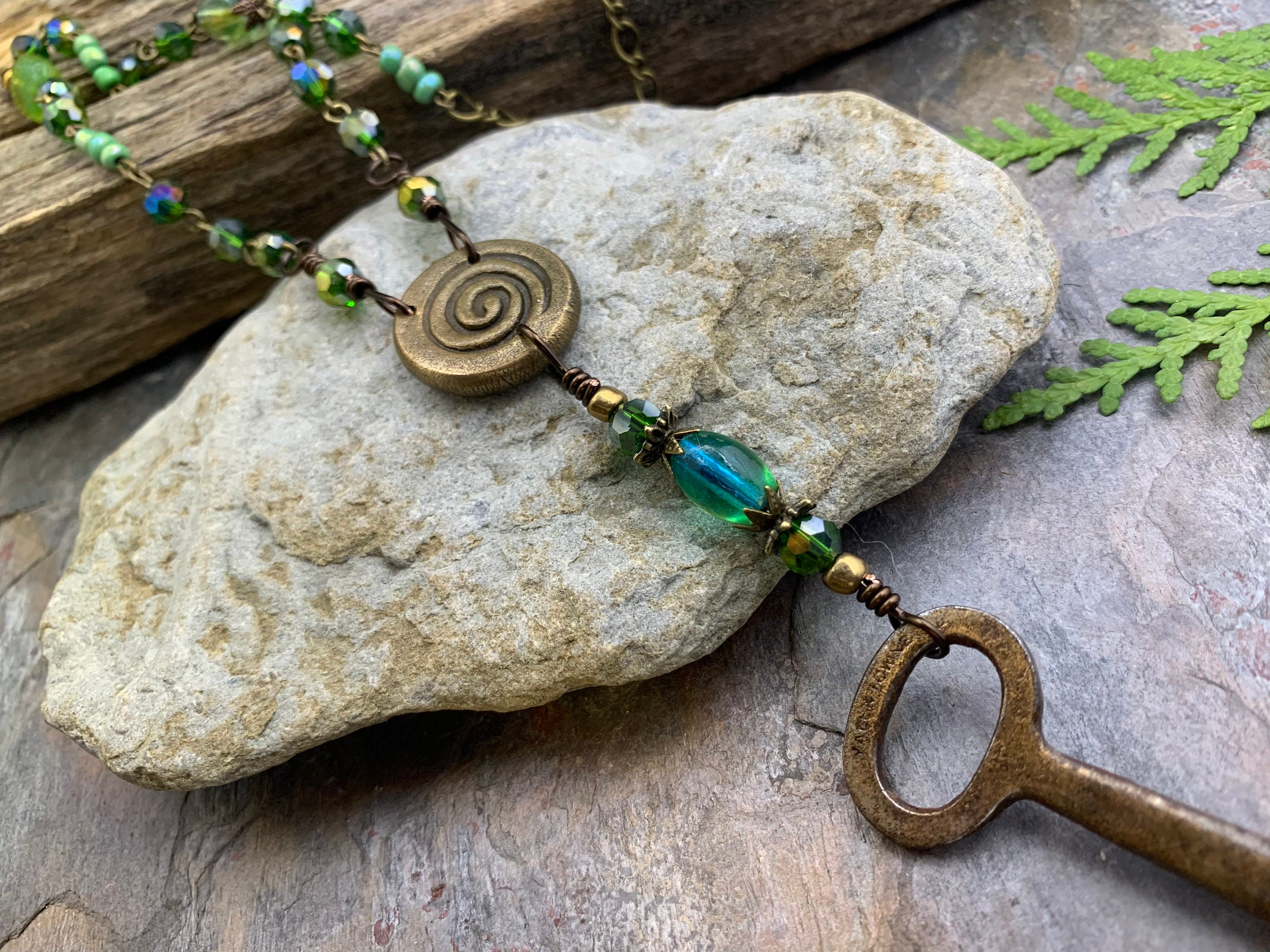 Rosary Style Necklace Vintage Skeleton Key Trinity Knot Wax | Etsy