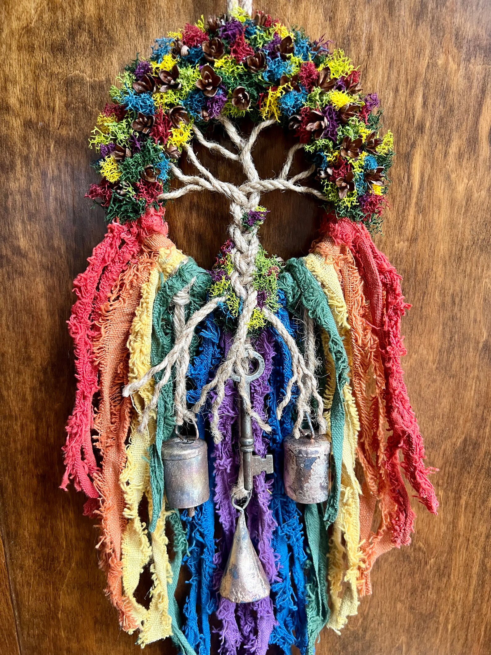 Tree of Life Witch Bells, 5 Inch Doorknob Mini Wreath, Rainbow Dreaming ...