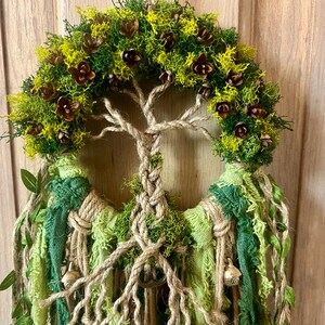 Tree of Life Witch Bells, 5 Inch Mossy Wreath, Home & Door Protection ...