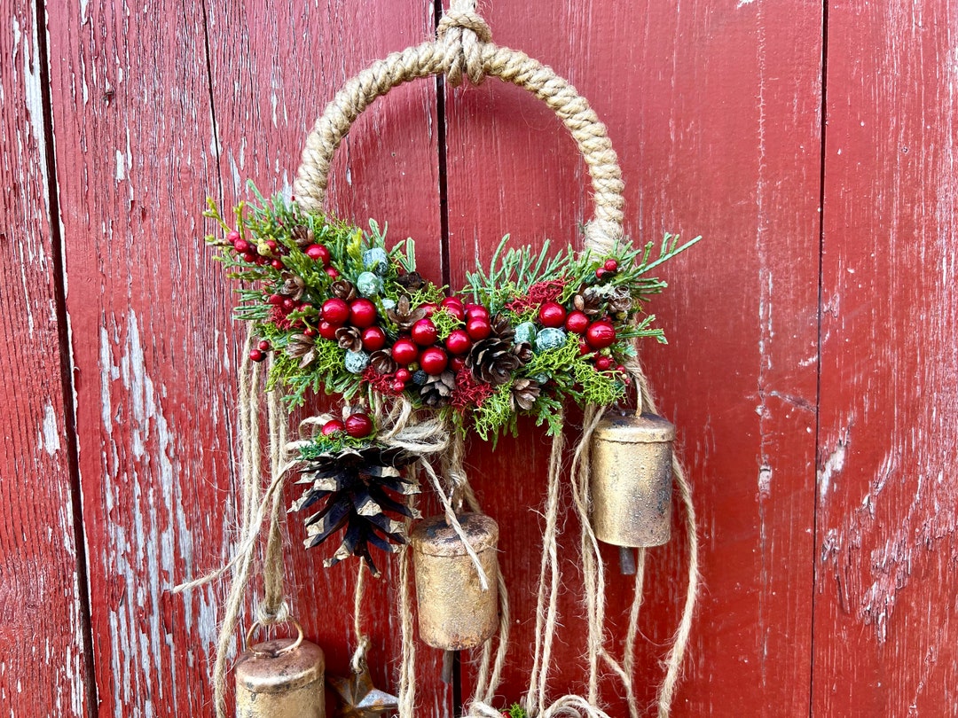 Yule Witch Bells, Solstice Pagan Décor, Small Holiday Winter Wreath ...