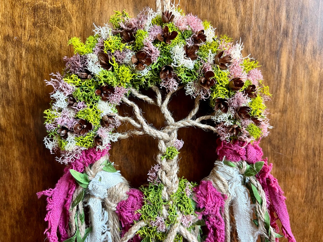 Tree of Life Witch Bells, Ostara Spring Mini Wreath, Cherry Blossom ...