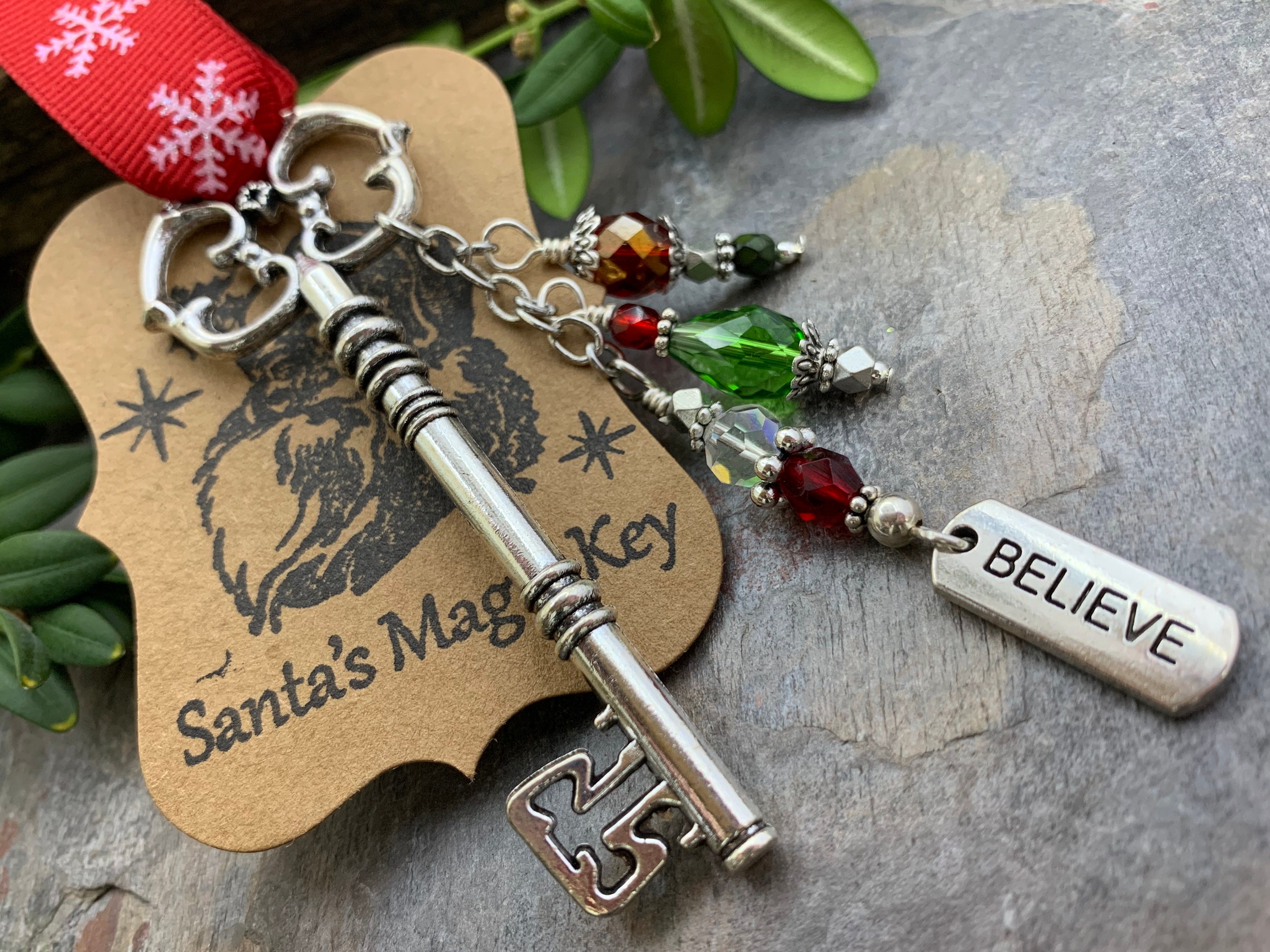 Santa’s Magic Key, Christmas Tree Ornament, Silver Skeleton Key ...