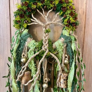 Tree of Life Witch Bells, 5 Inch Mossy Wreath, Home & Door Protection ...