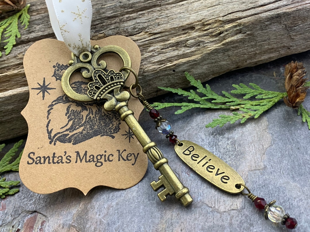 Santa’s Magic Key, Christmas Tree Ornament, Bronze Skeleton Key ...