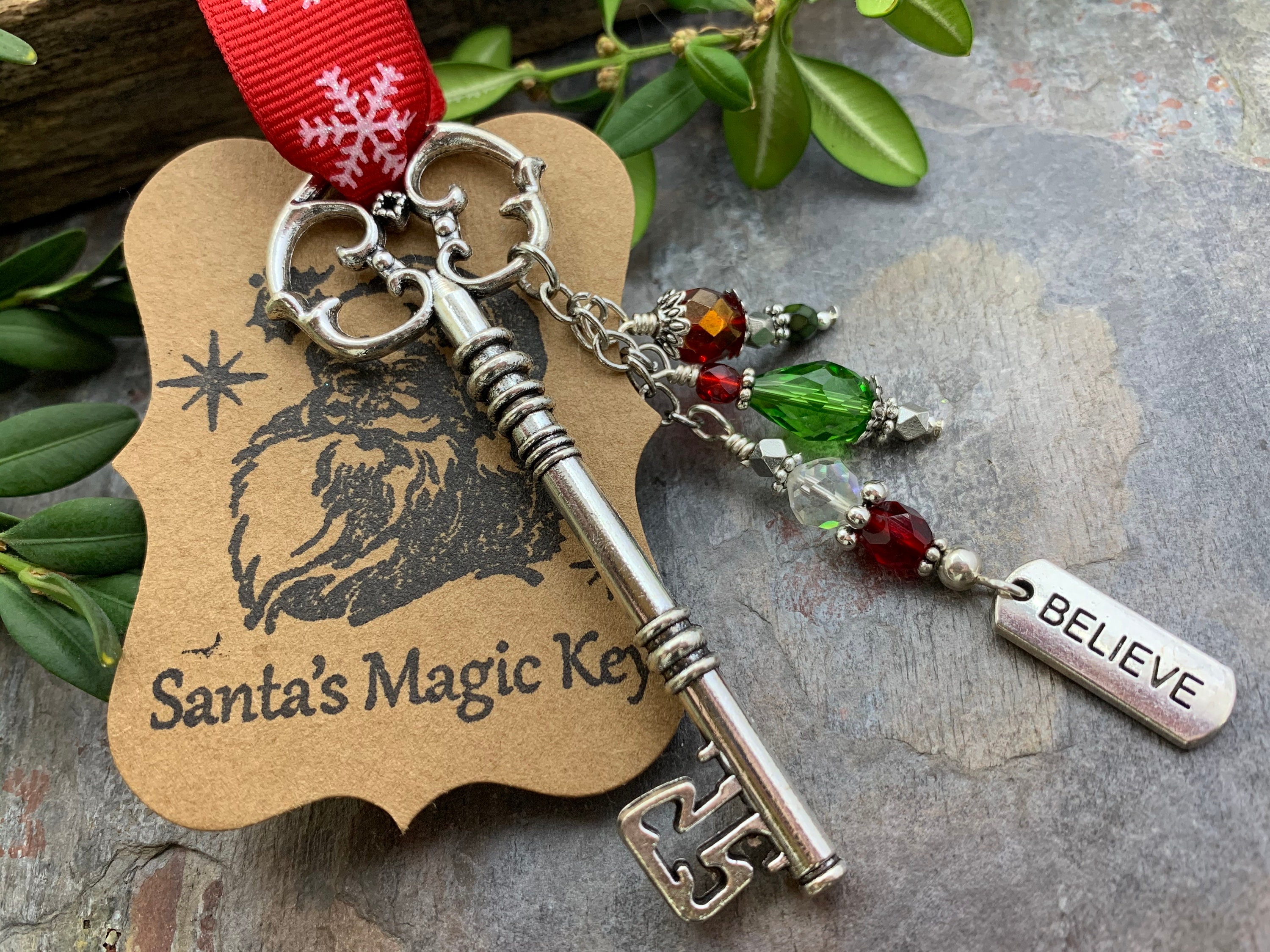 Santa’s Magic Key, Christmas Tree Ornament, Silver Skeleton Key ...