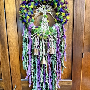 Tree of Life Witch Bells, 9 Inch, Ostara Spring Wreath, Cotton Ribbons ...