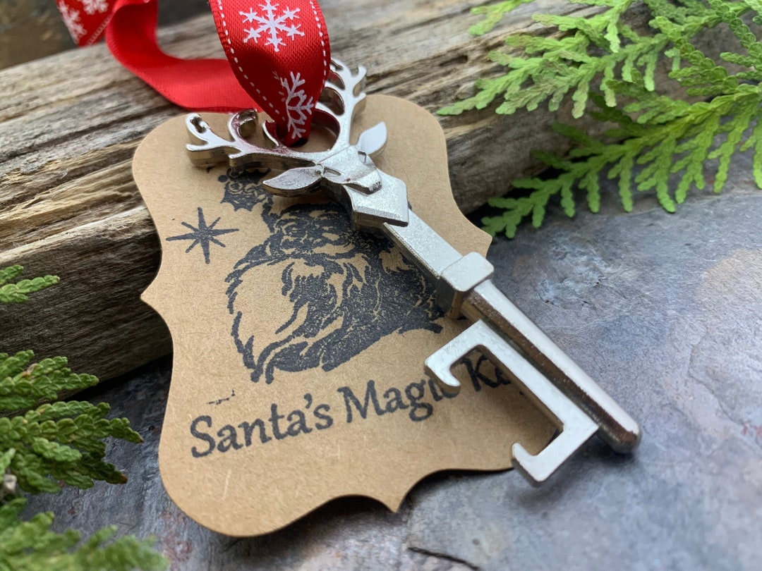 Santa’s Magic Key, Christmas Tree Ornament, Silver Reindeer Key, Bottle ...