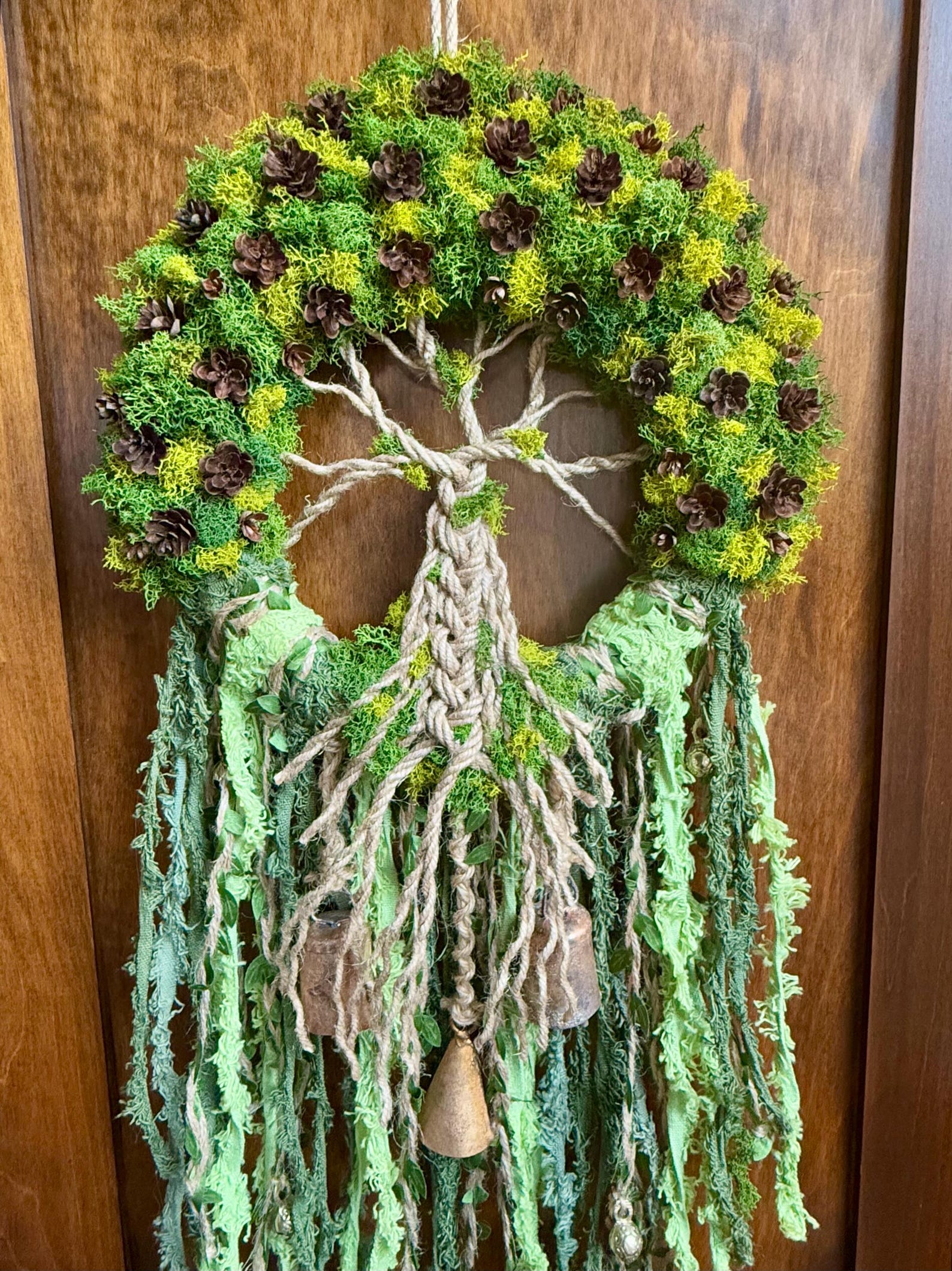 Tree of Life Witch Bells, 9 Inch, Ostara Spring Wreath, Cotton Ribbons ...