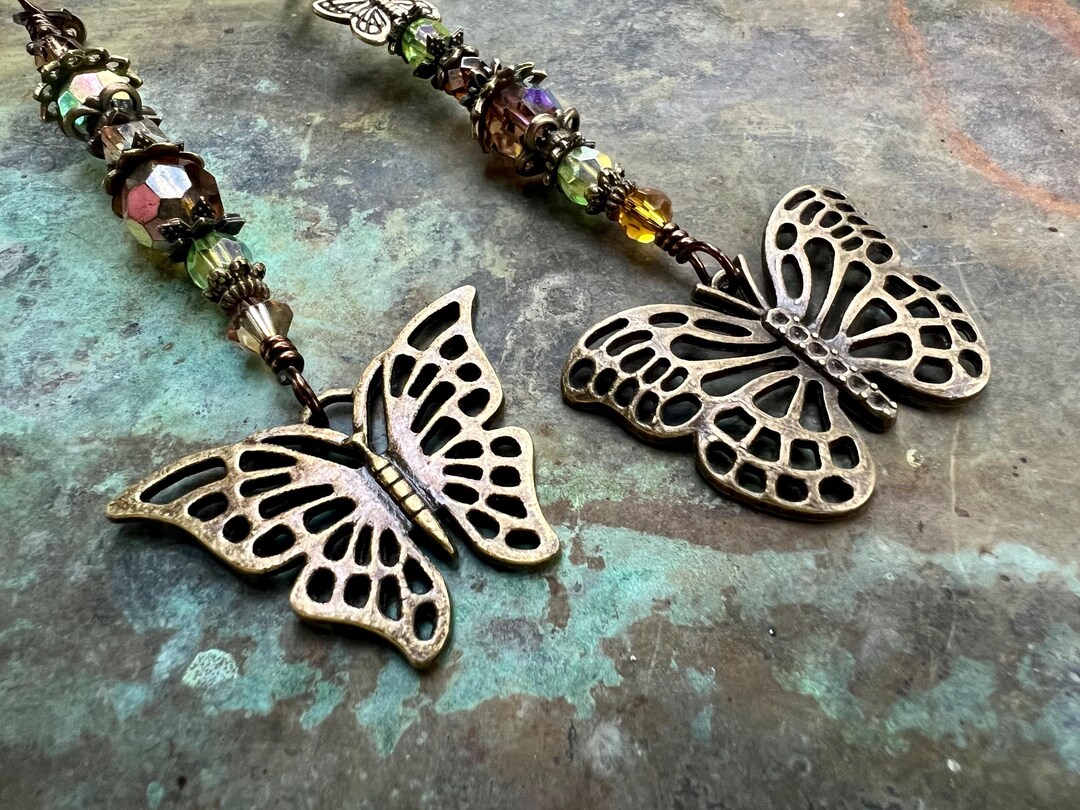 Ceiling Fan Pulls, Light Pulls, Set of Two, Bronze Butterflies, Mixed ...