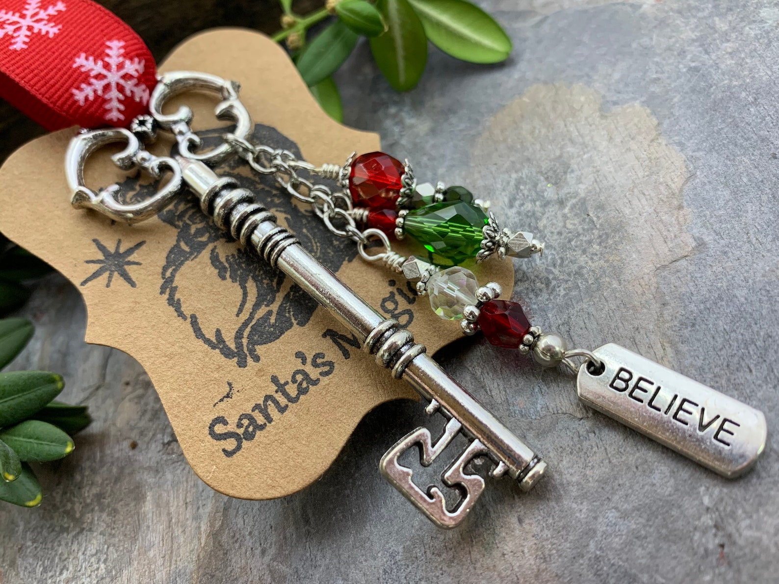Santa’s Magic Key, Christmas Tree Ornament, Silver Skeleton Key ...