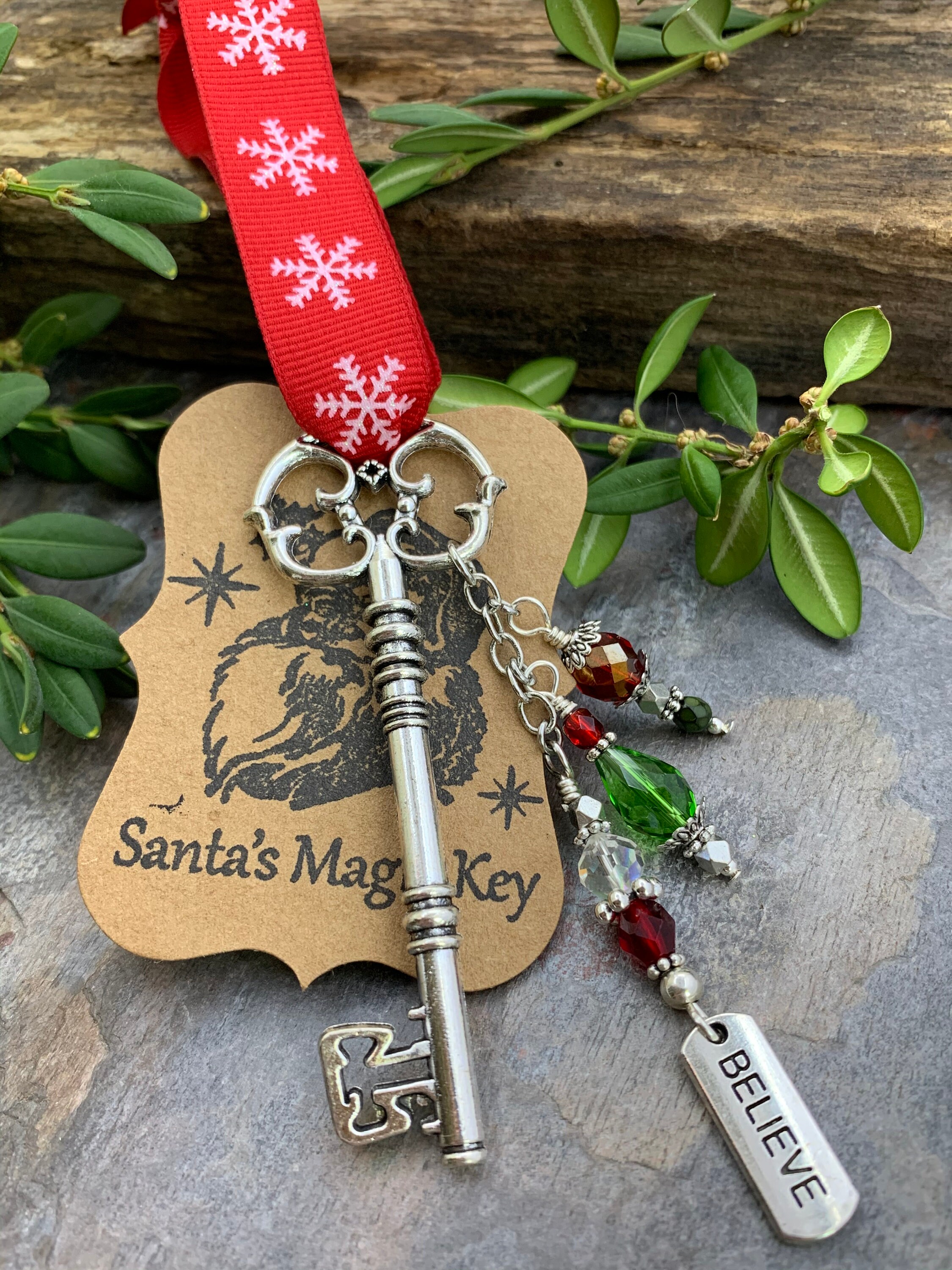 Santa’s Magic Key, Christmas Tree Ornament, Silver Skeleton Key ...