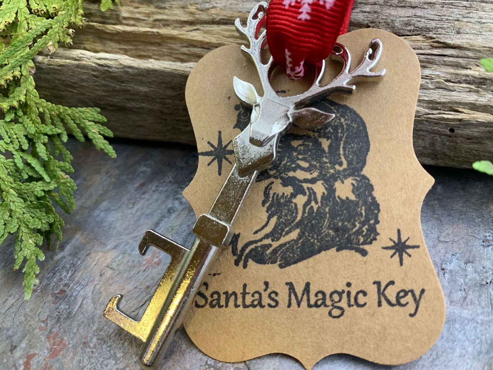 Santa’s Magic Key, Christmas Tree Ornament, Silver Reindeer Key, Bottle ...