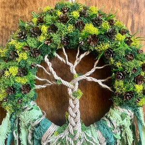 Tree of Life Witch Bells, 9 Inch, Ostara Spring Wreath, Cotton Ribbons ...