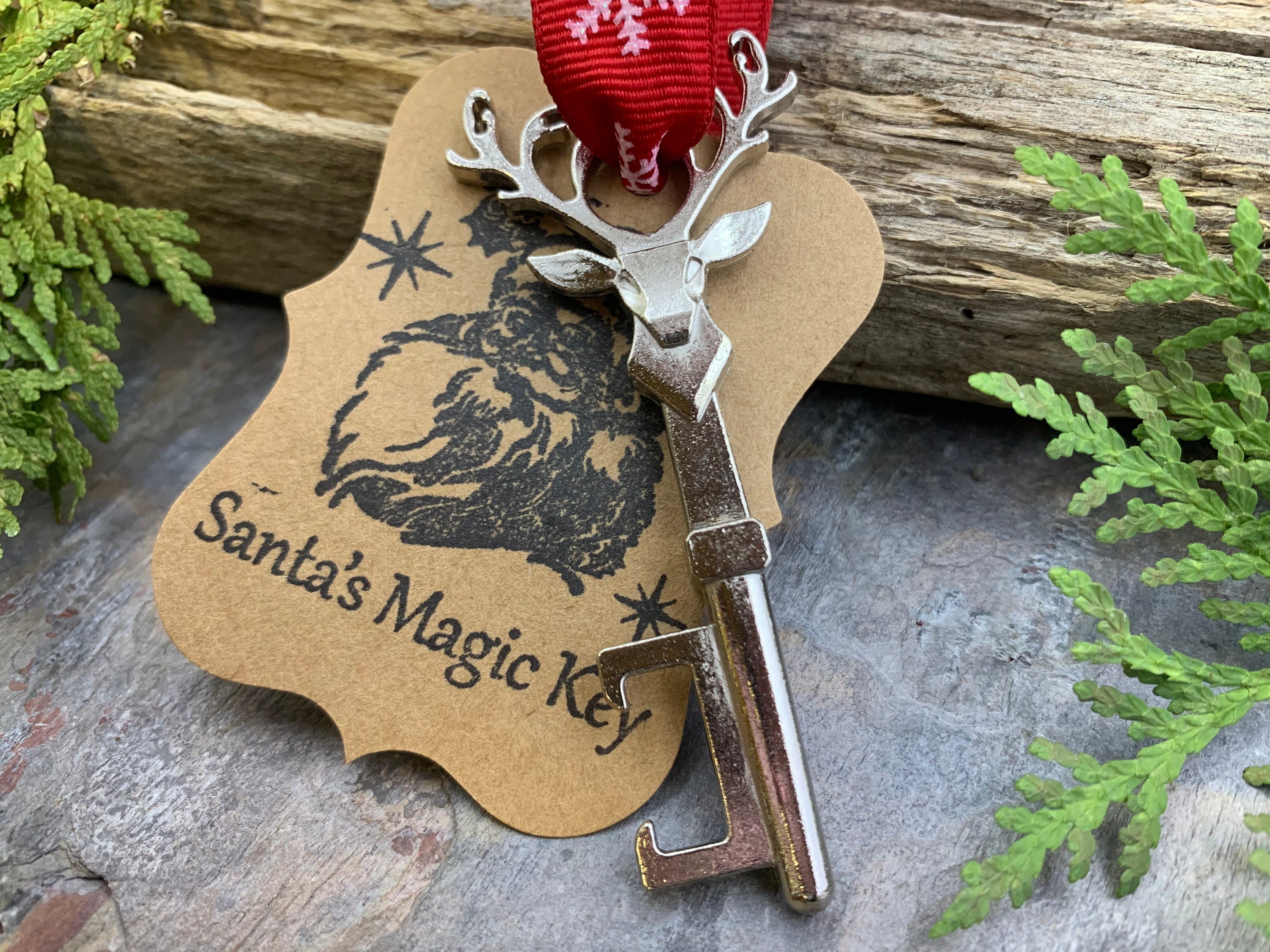Santa’s Magic Key, Christmas Tree Ornament, Silver Reindeer Key, Bottle ...