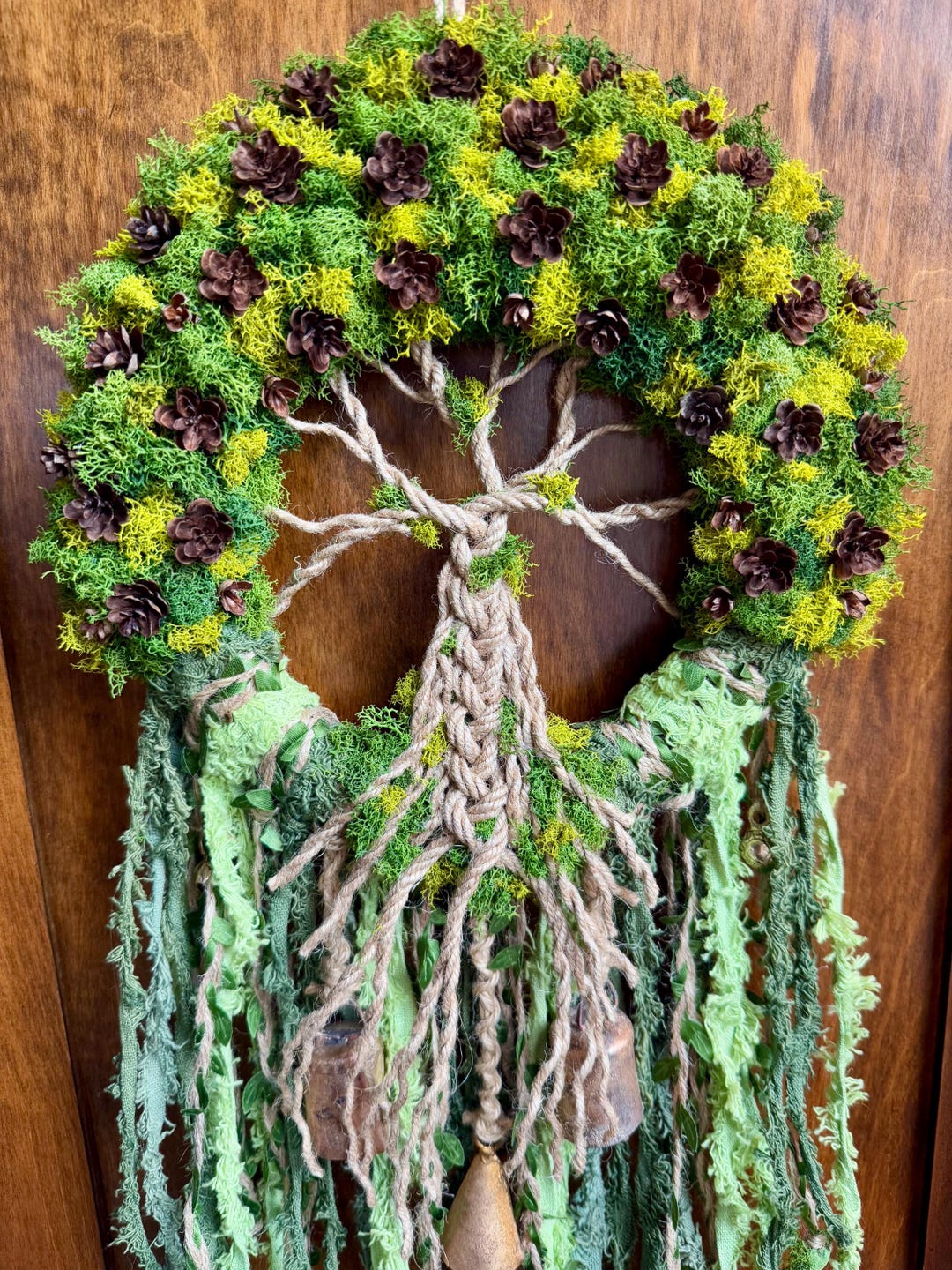 Tree of Life Witch Bells, 9 Inch, Ostara Spring Wreath, Cotton Ribbons ...