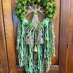 Tree of Life Witch Bells, 9 Inch, Ostara Spring Wreath, Cotton Ribbons ...